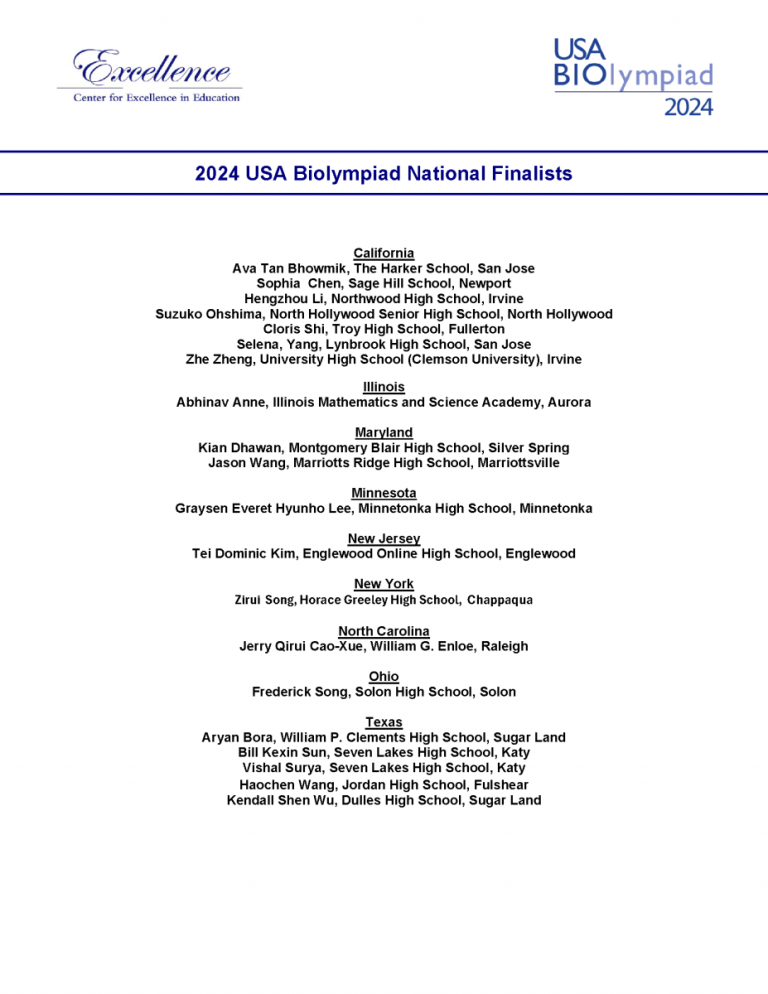 Triumph at the USABO 2024: Two Biolympiads Students Make it to the Top ...