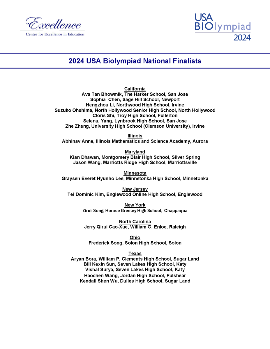 Triumph at the USABO 2024: Two Biolympiads Students Make it to the Top ...